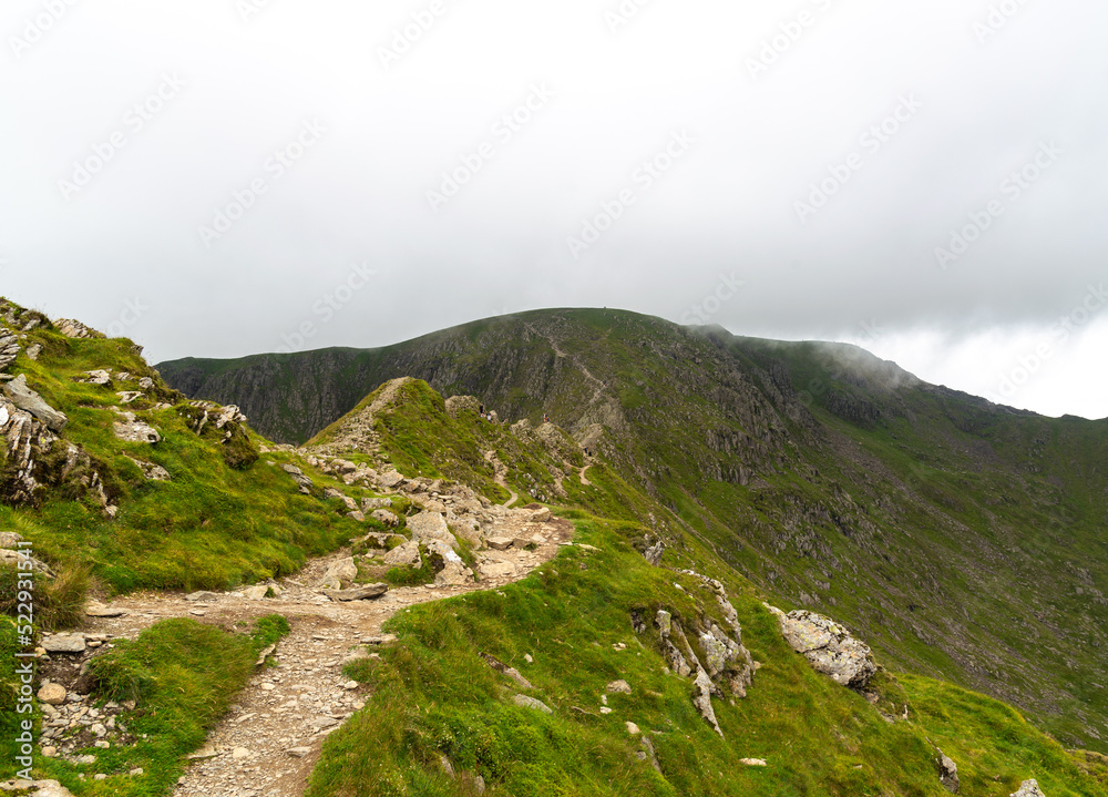 National Park Lake District, Helvellyn Hills, view while climbing Lake ...