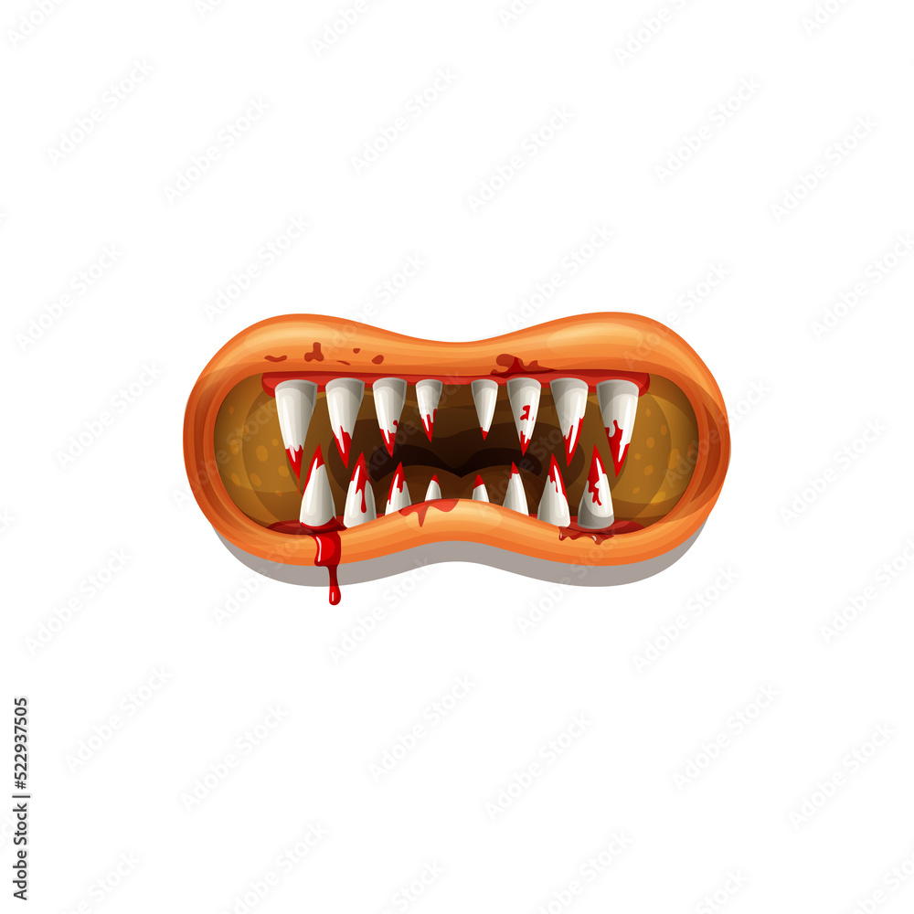 Creepy jaws of scary drool, grin jaws of monster Stock Illustration ...