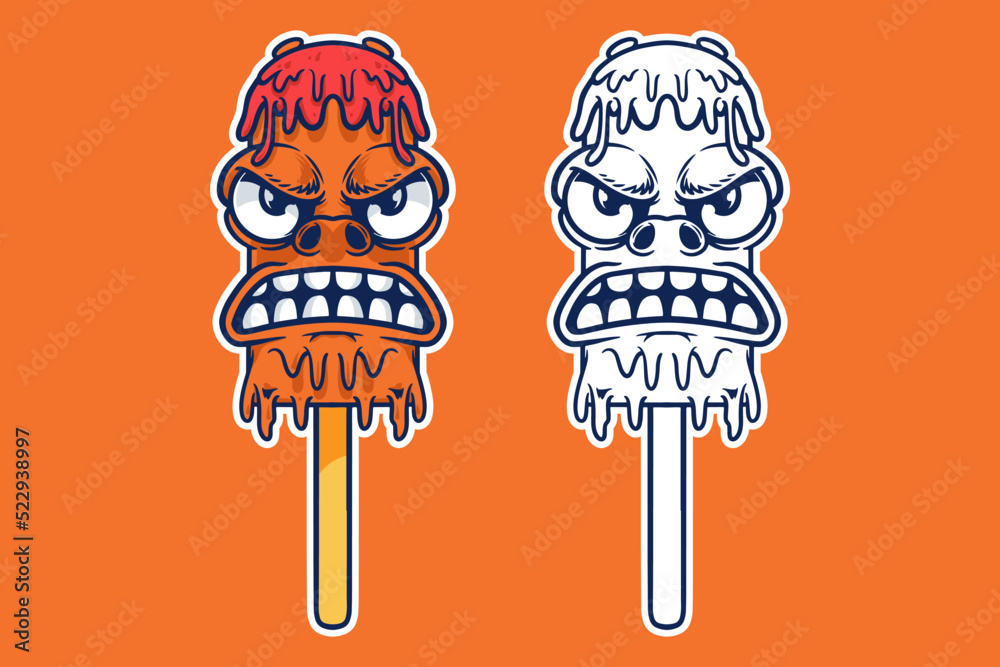 angry ice cream mascot vector illustration cartoon style Stock Vector ...
