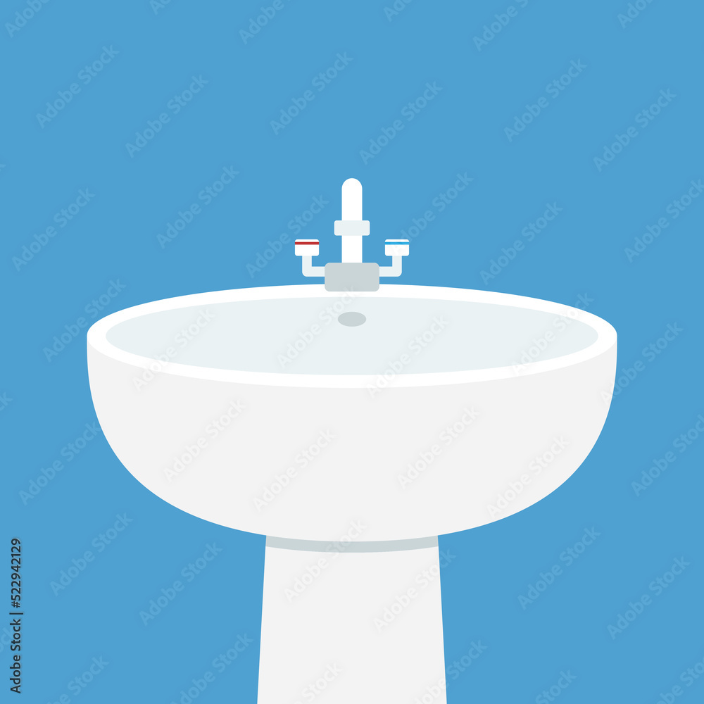 Basin on blue background. We offer the various types of wash basin icon ...