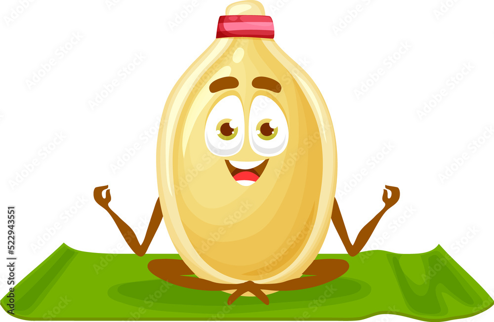 Cartoon happy pumpkin seed character on yoga class Stock Illustration ...