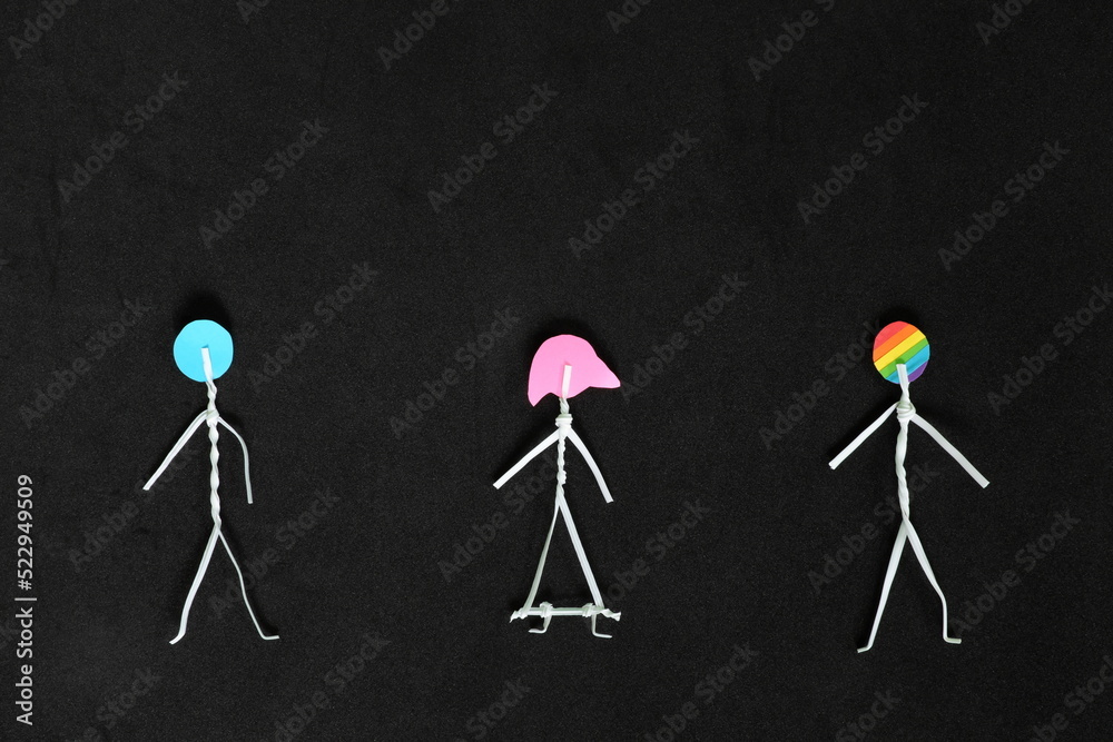 Gender segregation with lgbt as third gender concept. Stick figure in ...