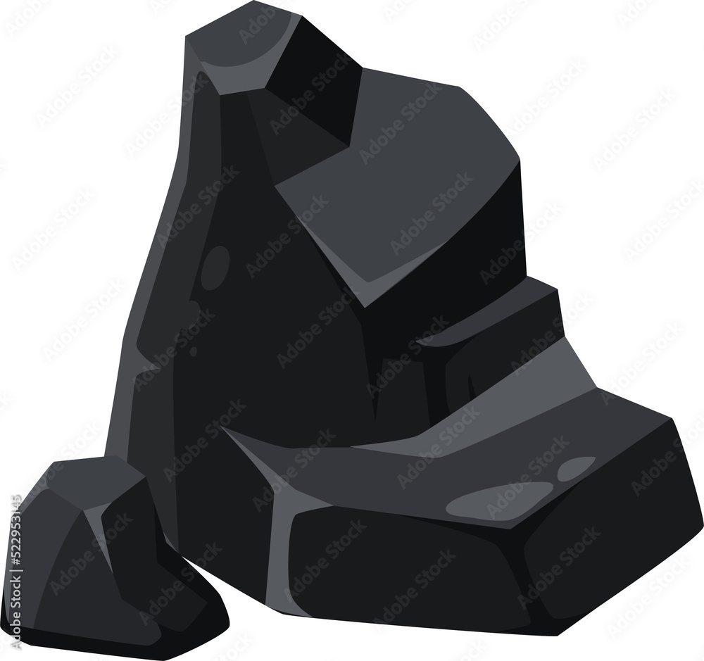 Cartoon coal ore, carbon, isolated black fossil Stock Illustration ...