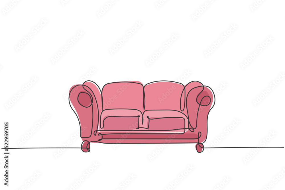 One single line drawing of expensive luxury leather sofa home appliance ...