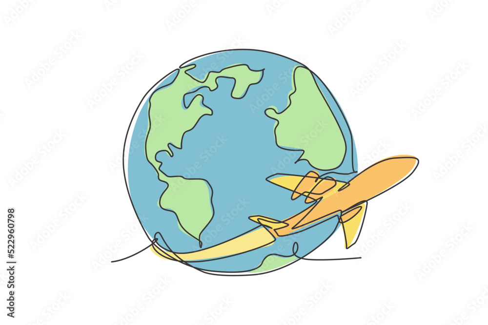 Cartoon Airplane And Globe
