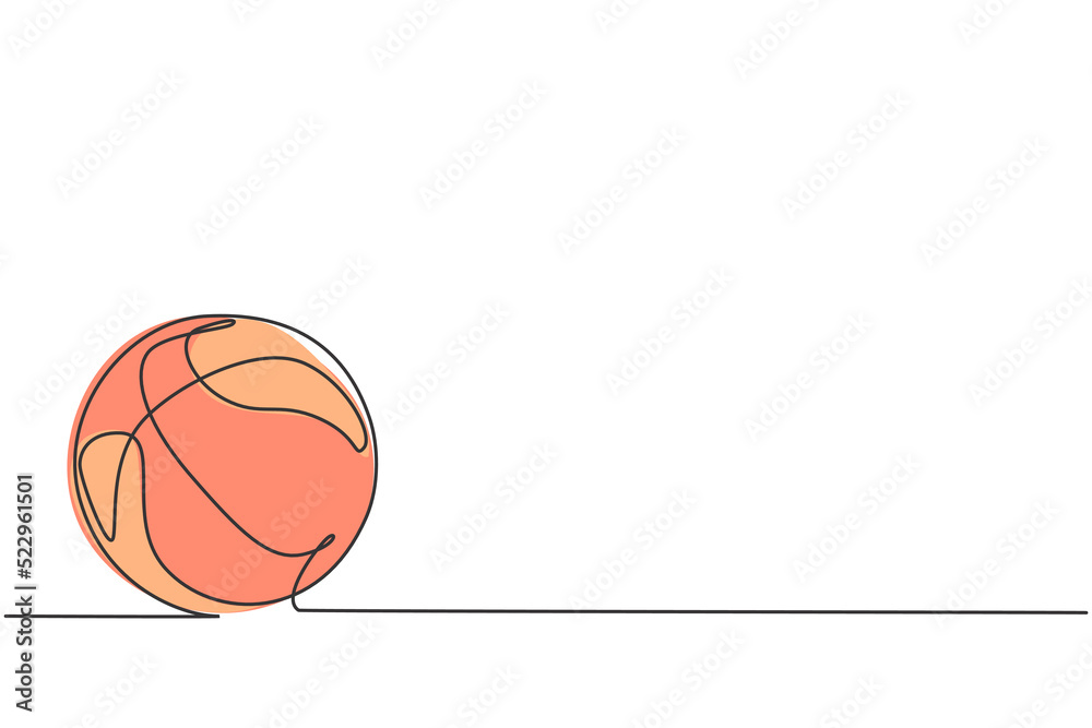 Single one line drawing of basketball on the floor. Ball for basketball ...