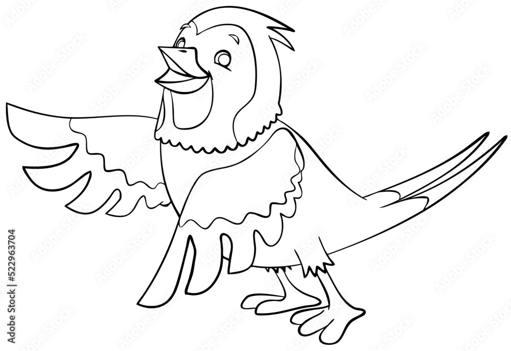 Cartoon bird for coloring page. Stock Vector | Adobe Stock
