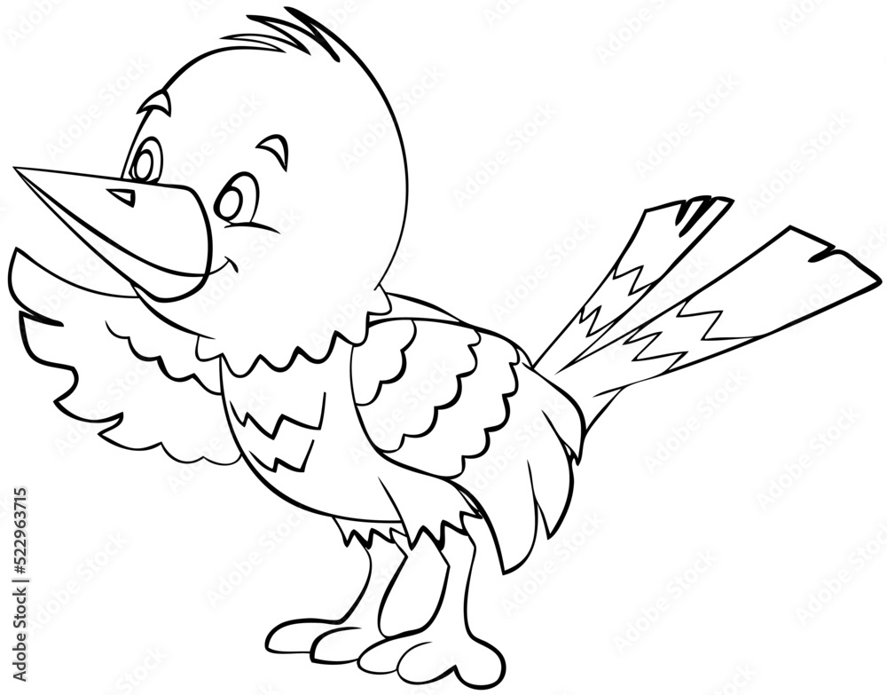 Cartoon bird for coloring page. Stock Vector | Adobe Stock