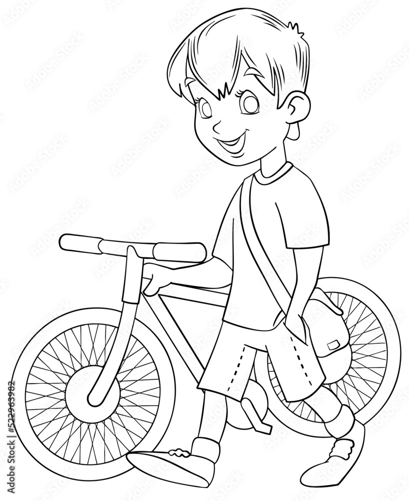 Cartoon boy for coloring page. Stock Vector | Adobe Stock