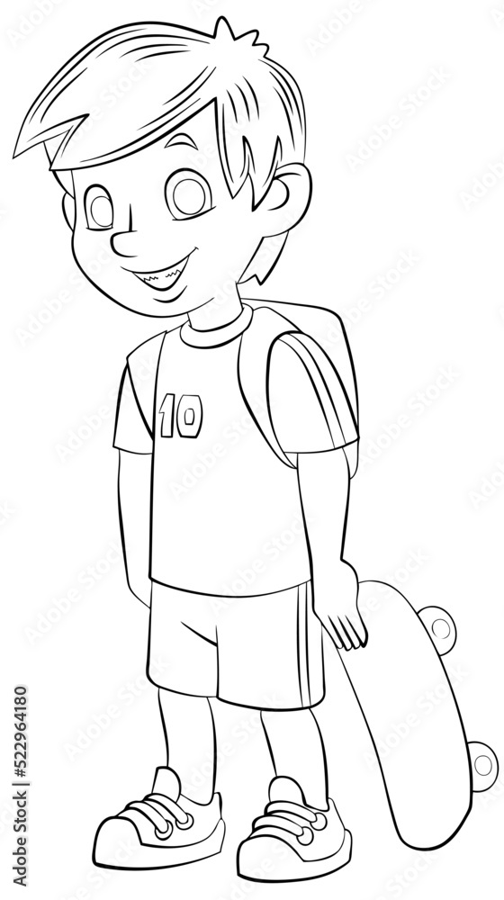 Cartoon boy for coloring page. Stock Vector | Adobe Stock