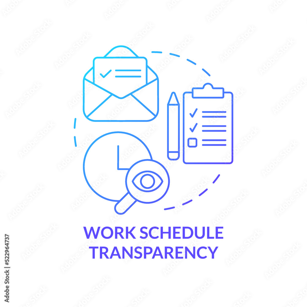 Work schedule transparency blue gradient concept icon. Information ...