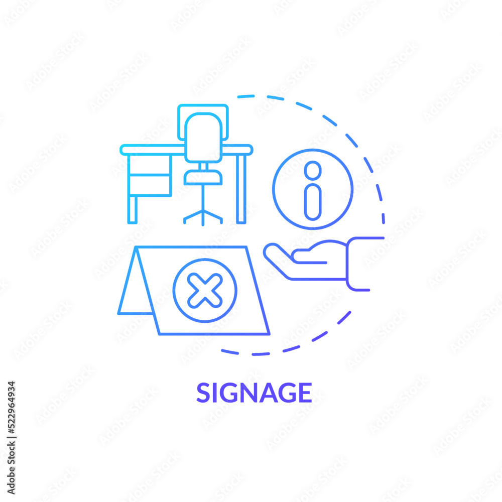 Signage blue gradient concept icon. Aware of telework days. Schedule ...