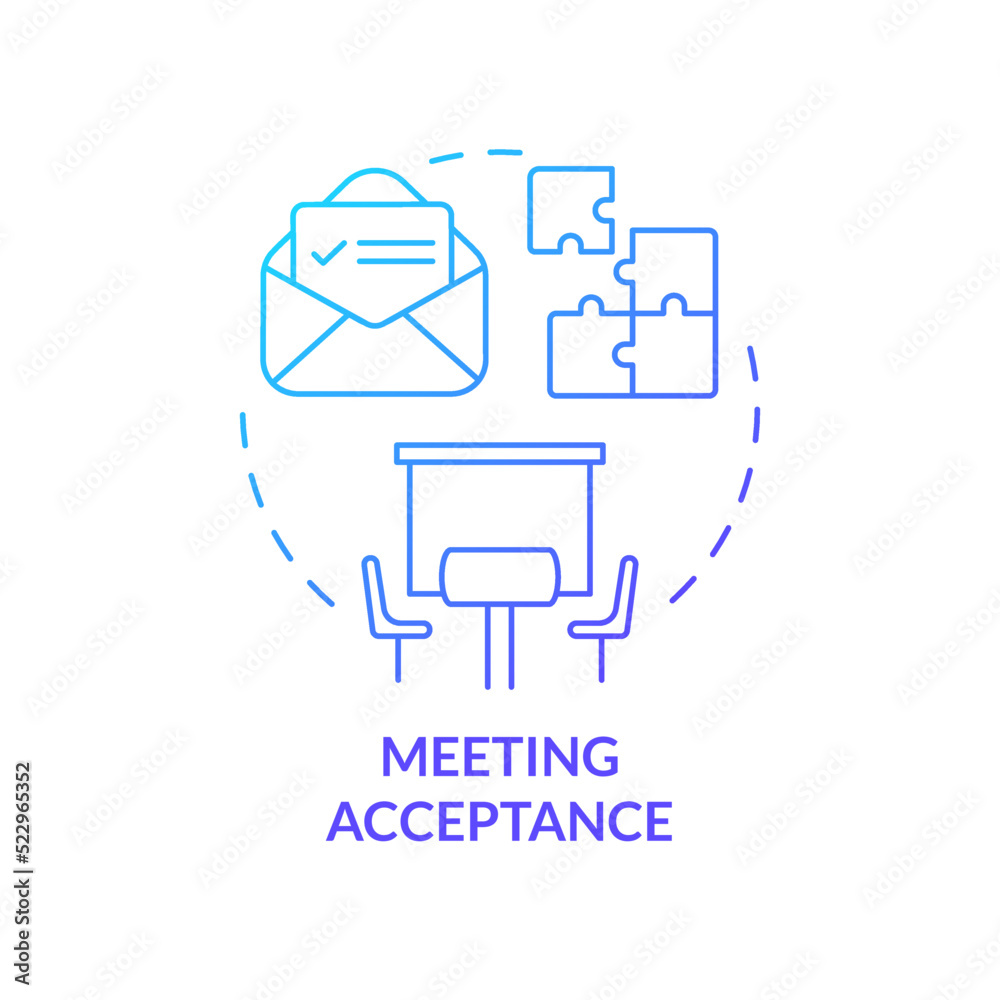 Meeting acceptance blue gradient concept icon. Attending event ...