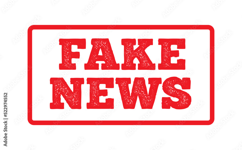 Red Fake News sign stamp with frame. Textured, isolated on white ...