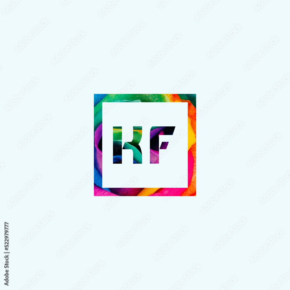 Letters KF joint logo font icon creative symbol monogram colorful ...