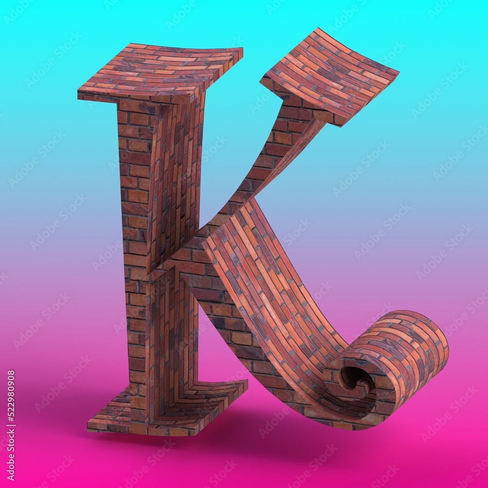 the K alphabet with a unique and interesting texture created using a 3D ...