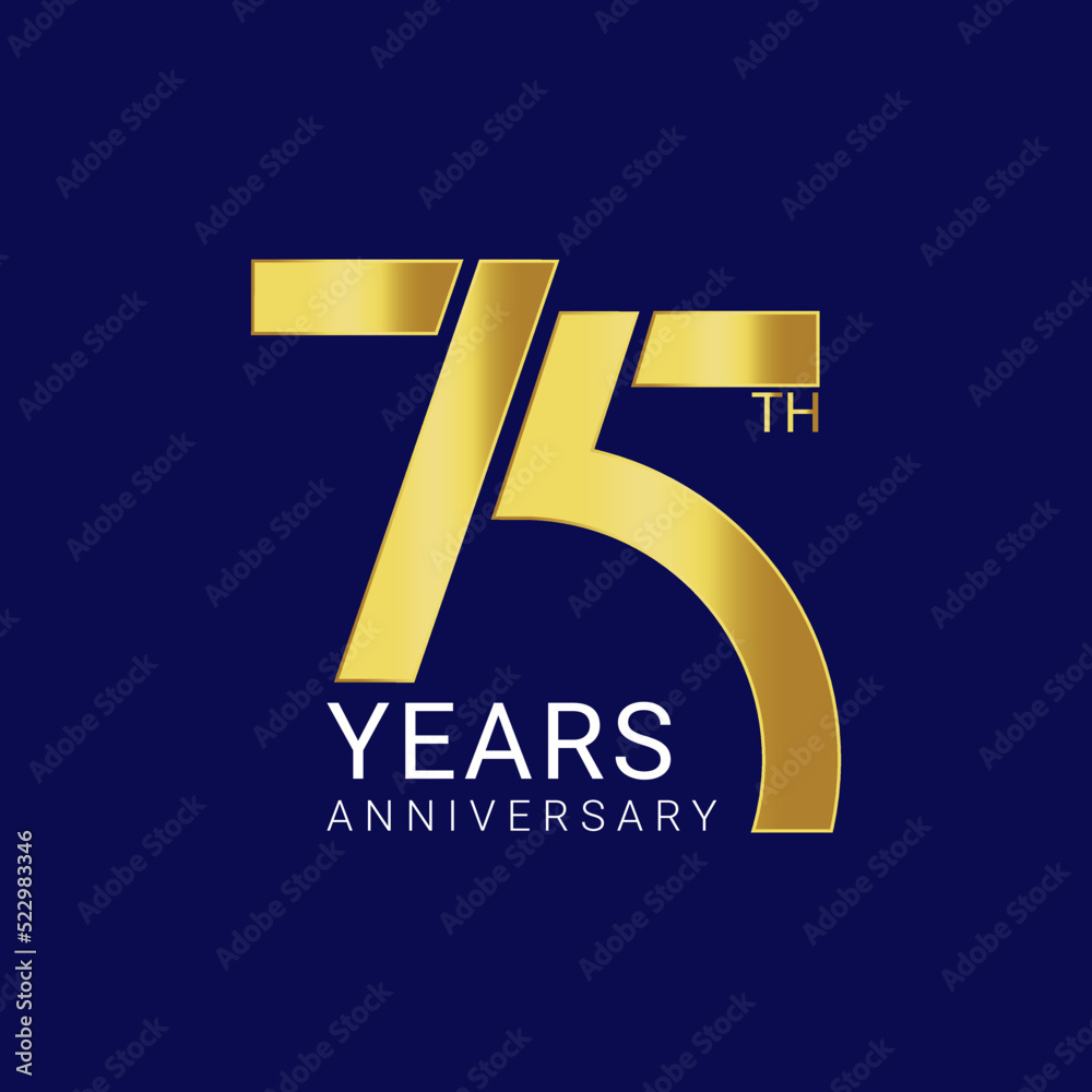 75, 75th Years Anniversary Logo, Golden Color, Vector Template Design ...