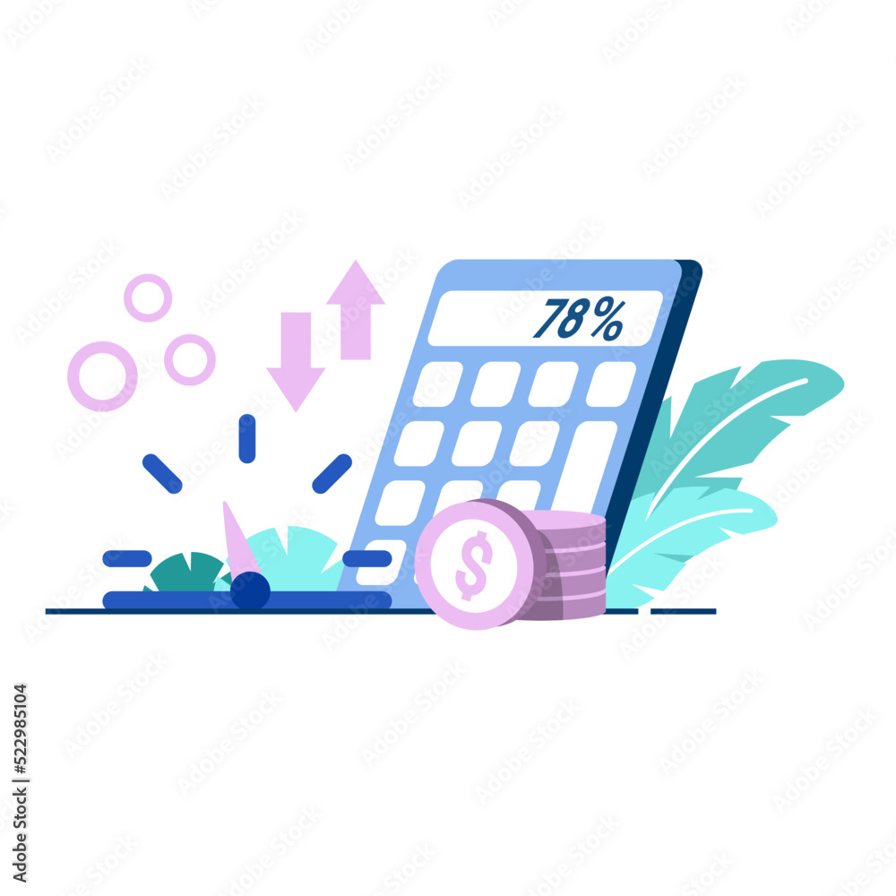 inflation adjusted return icon flat Illustration for business finance ...