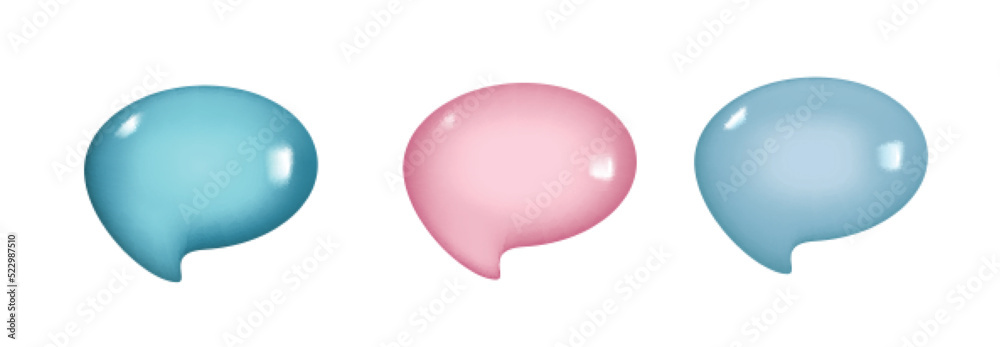 Set of 3d speak bubble. Chatting box, message box. 3D Vector ...