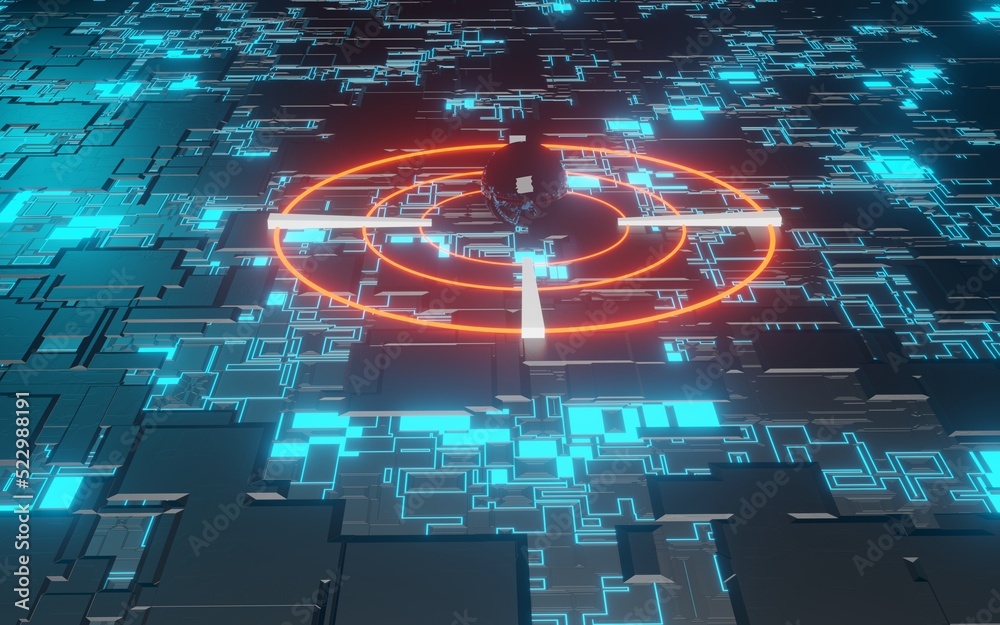 abstract circuitry with digital grid background, Data deep learning ...