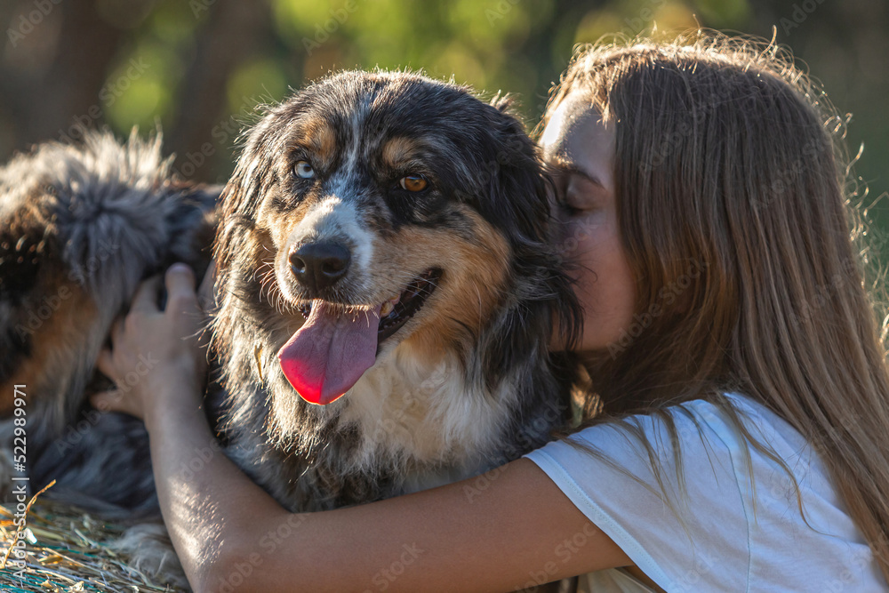 Cute friendship scene between a teenager girl and her australian ...