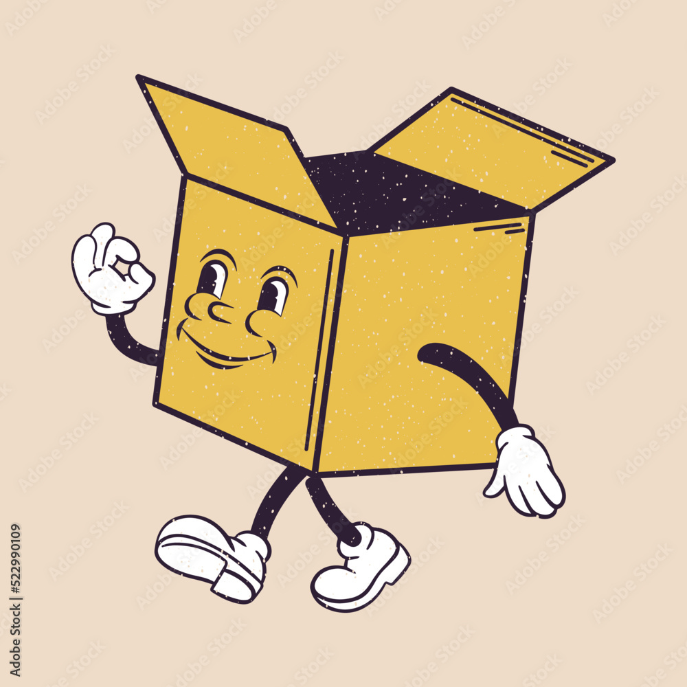 Funny cartoon character. Vector illustration of box. Comic element in ...