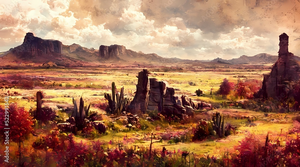 grunge background with wild west landscape Stock Illustration | Adobe Stock