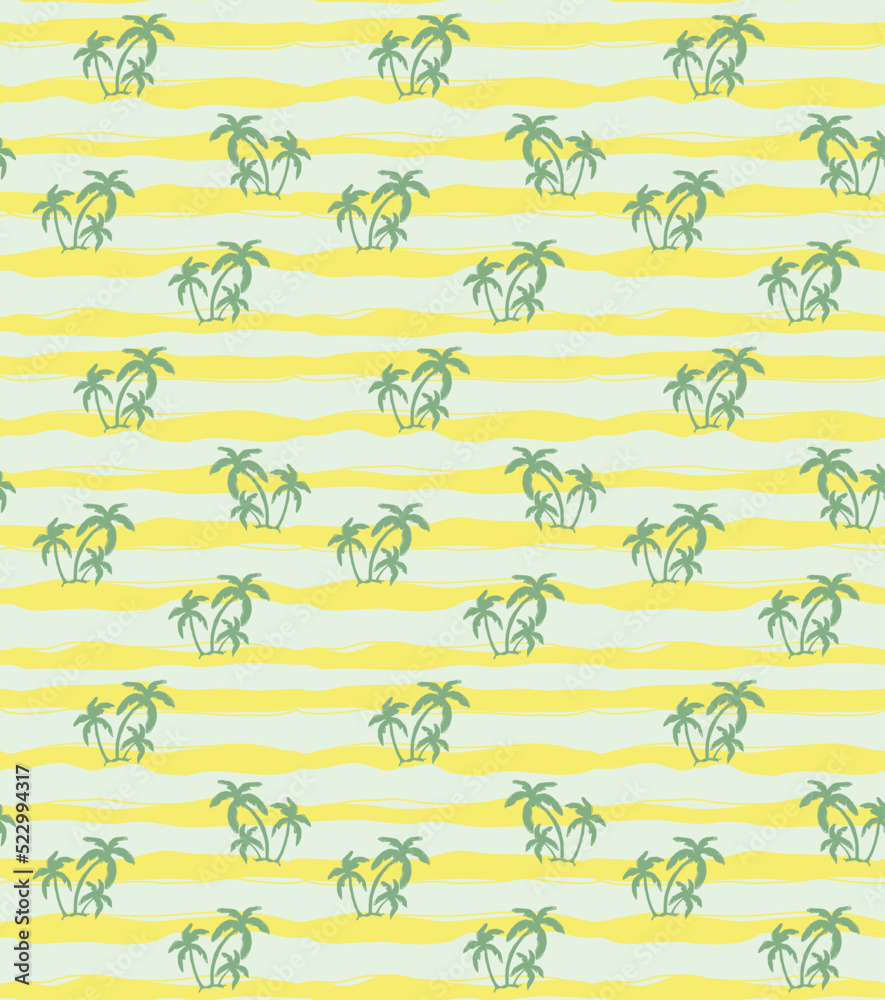 Seamless pattern of irregular yellow stripes with palm tree silhouettes ...