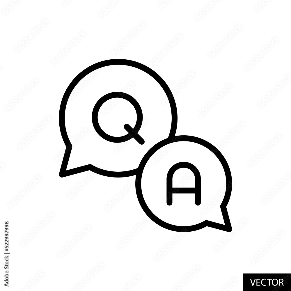 Q and A, Question and Answer vector icon in line style design for ...
