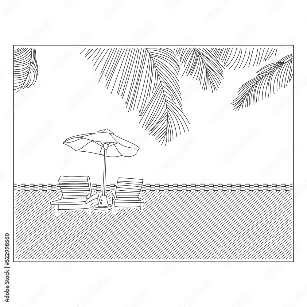 Summer Beach Coloring Pages And Symbols Stock Vector | Adobe Stock