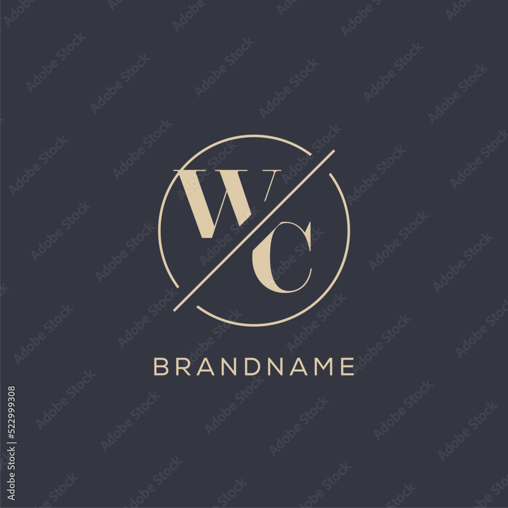 Initial letter WC logo with simple circle line, Elegant look monogram ...