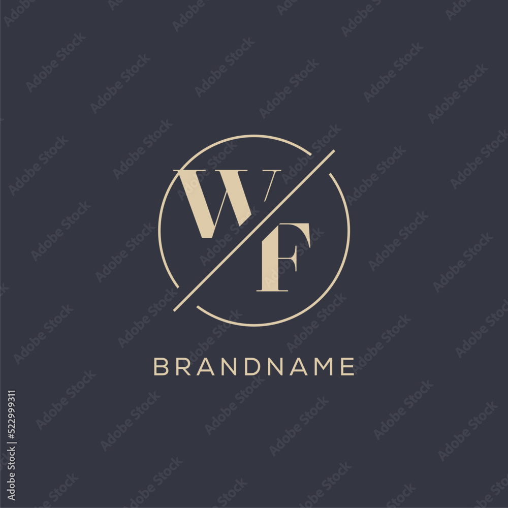 Initial letter WF logo with simple circle line, Elegant look monogram ...