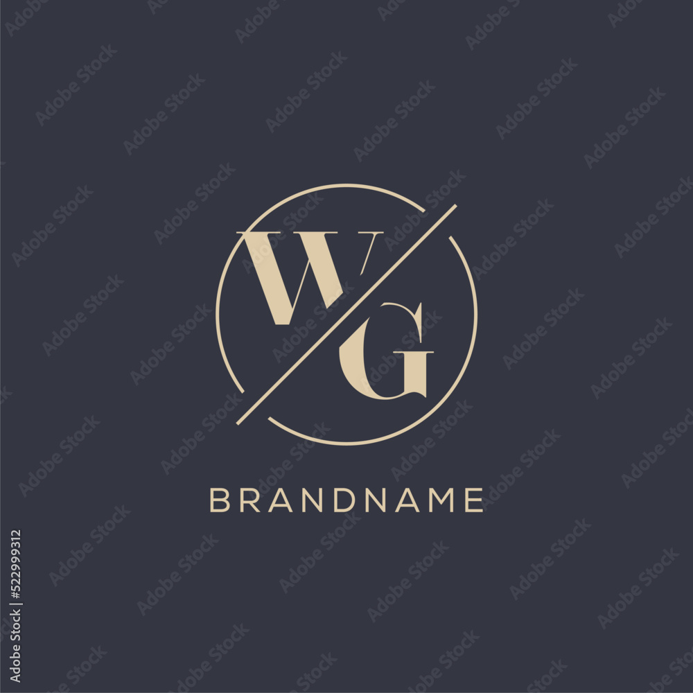 Initial letter WG logo with simple circle line, Elegant look monogram logo style Stock Vector ...