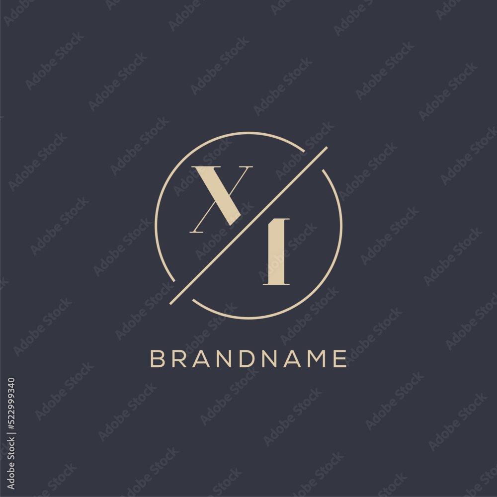 Initial letter XI logo with simple circle line, Elegant look monogram ...