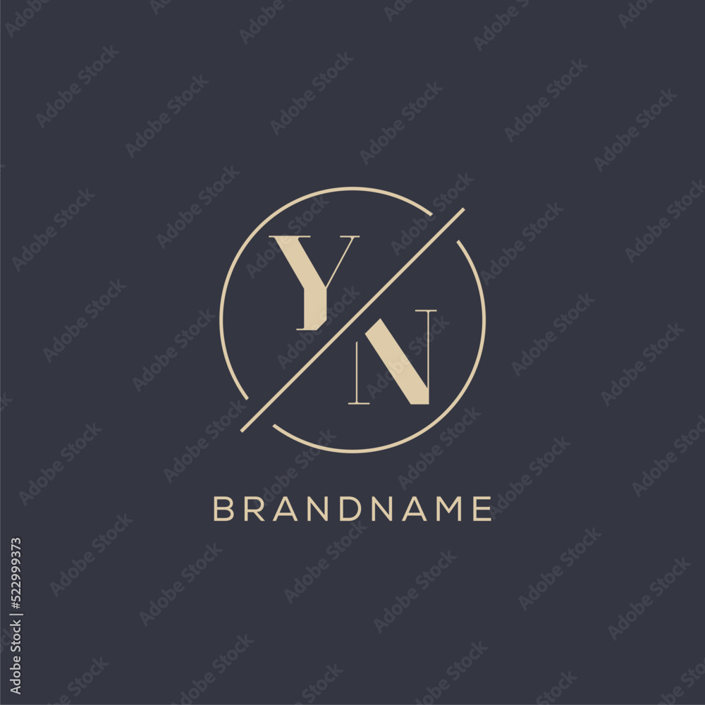 Initial letter YN logo with simple circle line, Elegant look monogram ...