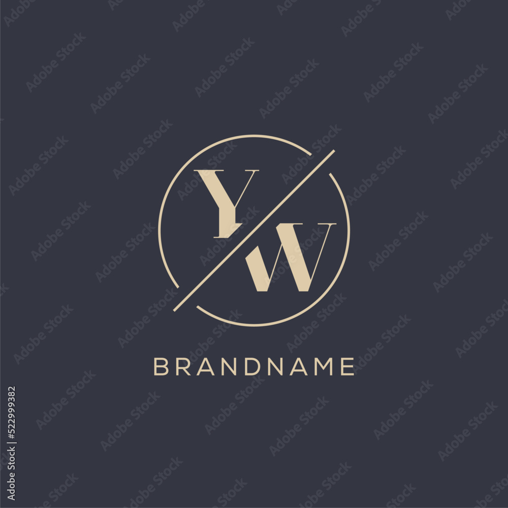 Initial letter YW logo with simple circle line, Elegant look monogram ...