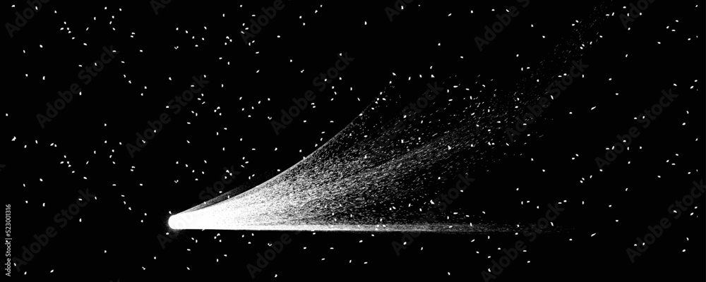 Comet and stars in space. Futuristic landscape, with noise texture ...