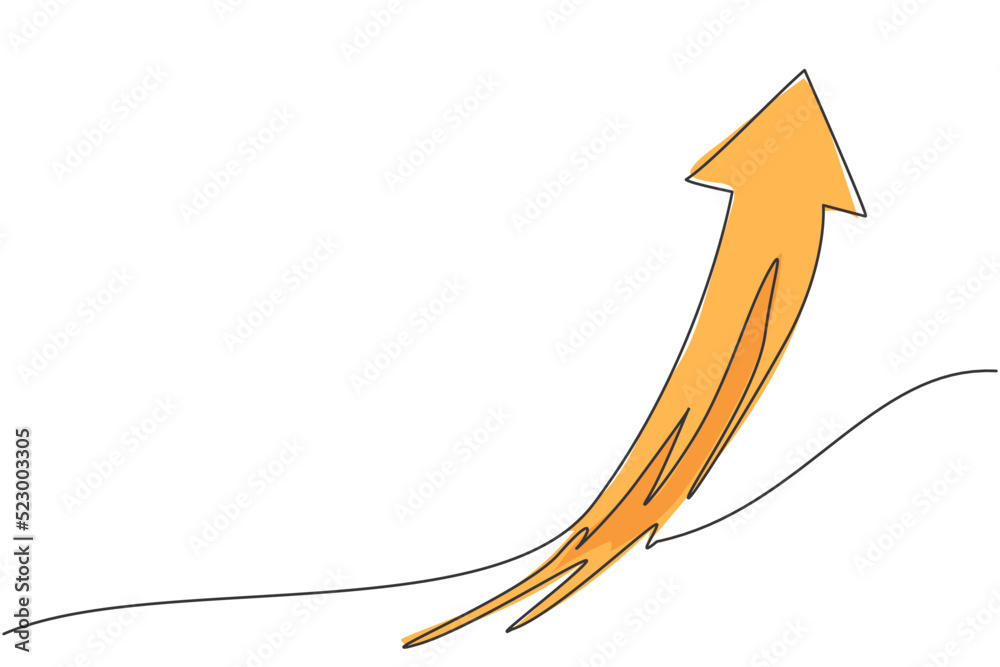Single one line drawing of flying up arrow symbol on the sky. Business ...