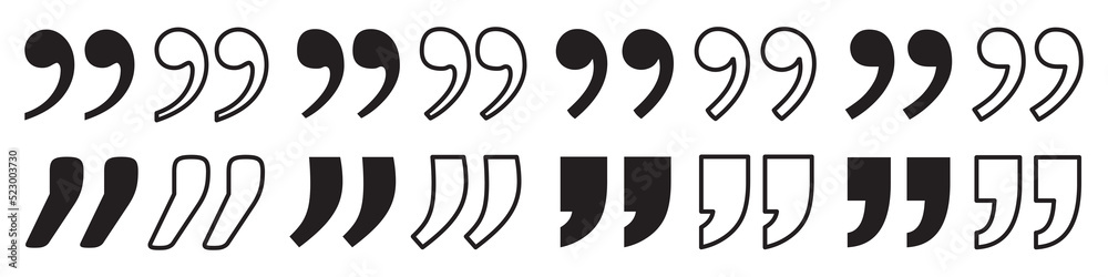 Comma set. Double comma. Collection of quotation mark symbols. Vector ...