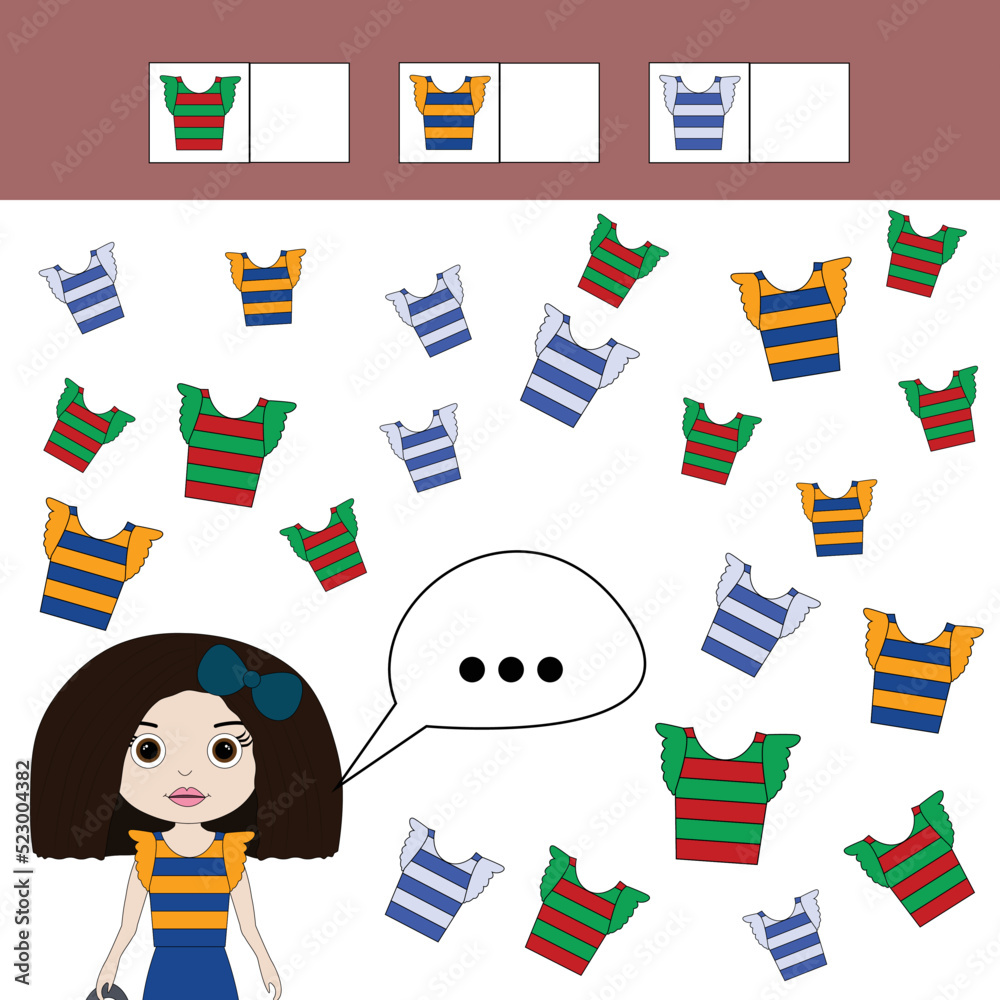 How many counting game with colorful t-shirts. Worksheet for preschool ...