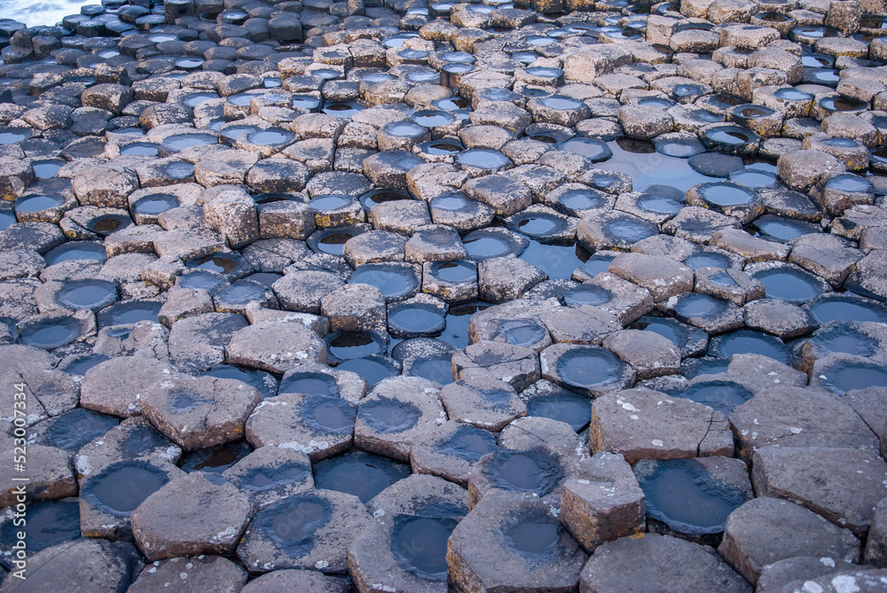 Honeycomb columns of the Giant's Causeway natural wonder located in ...