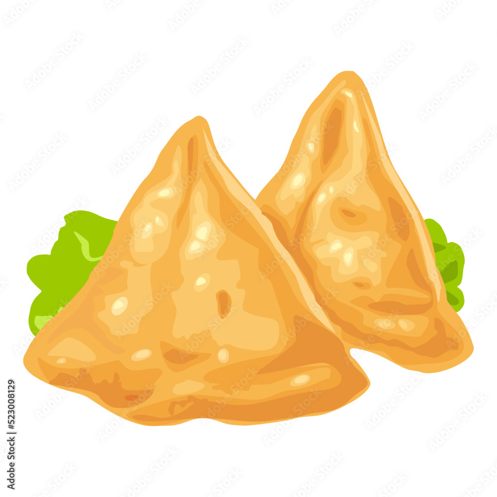 Samosa. IIndian traditional food. Vector color realistic illustration ...