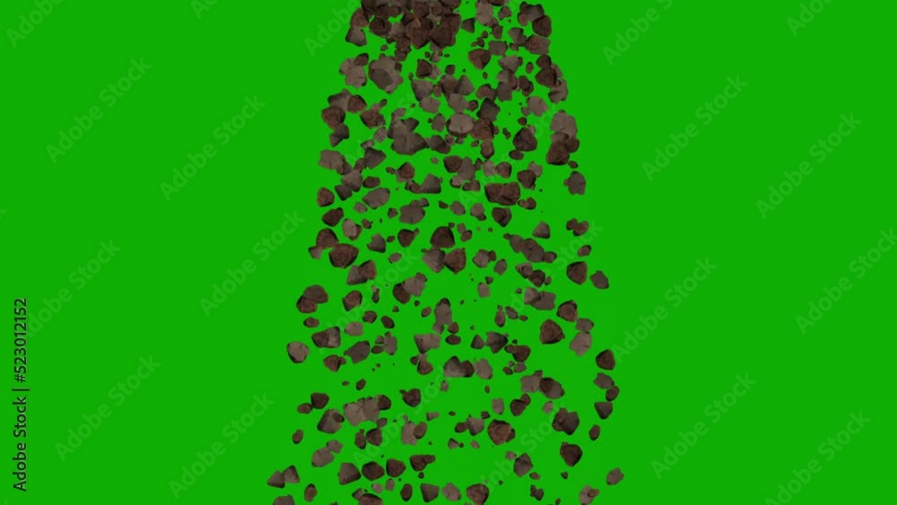 Falling debris particles motion graphics with green screen background ...