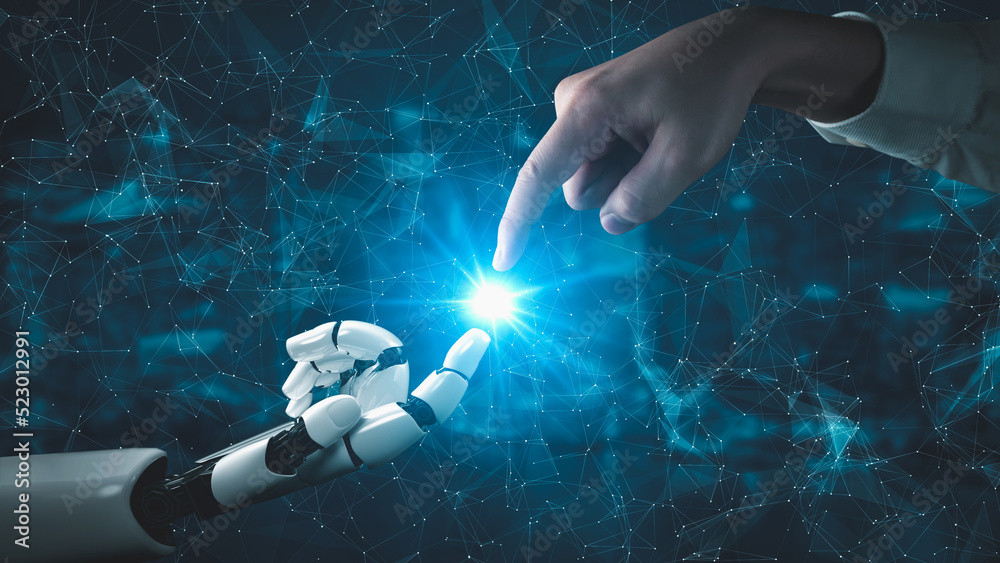 Futuristic robot artificial intelligence enlightening AI technology ...