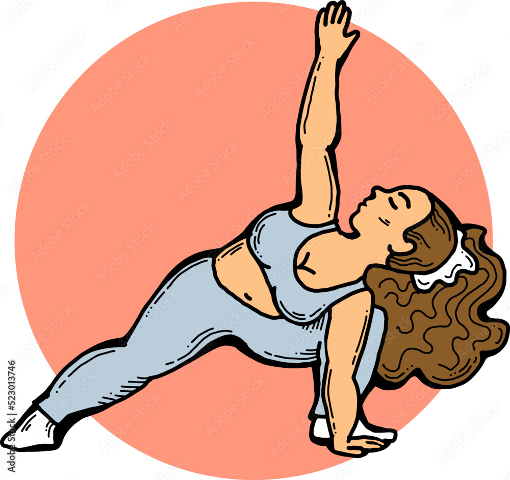 Curvy plus size woman has yoga class and make relaxation pose to be ...