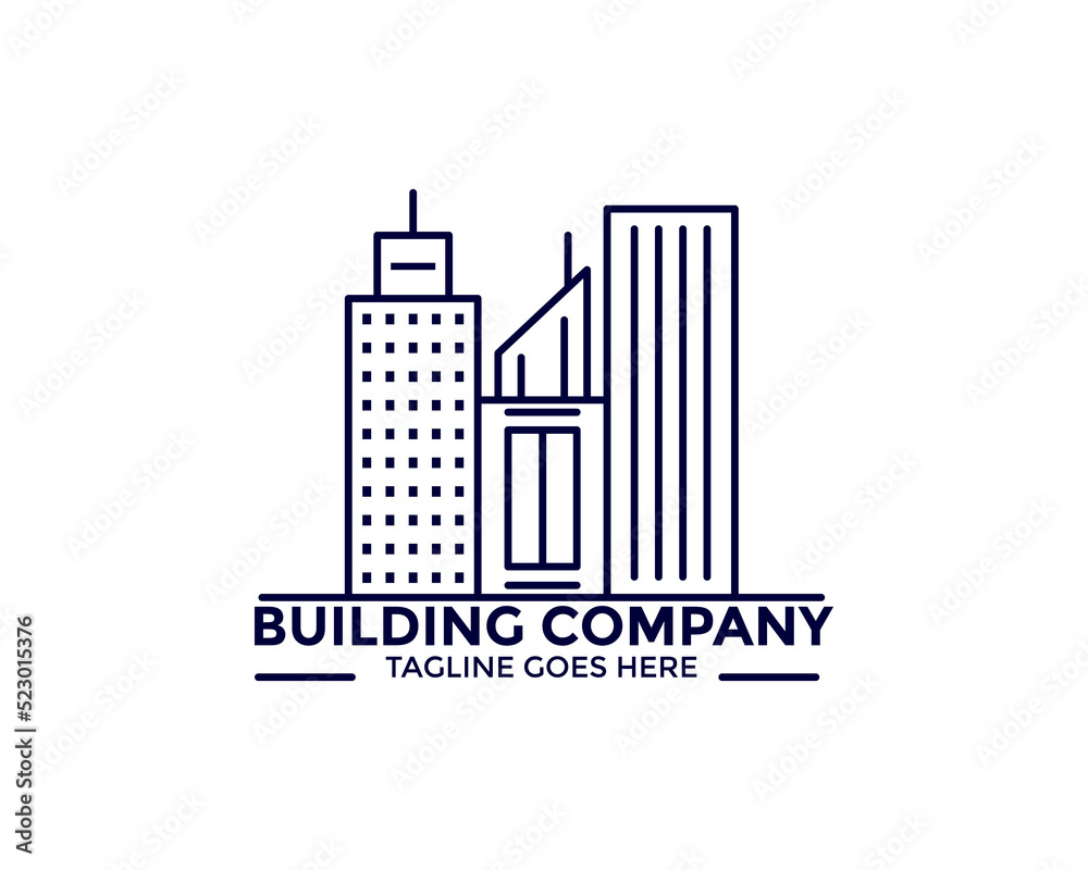 Building logo design with minimalist line art concept. for construction ...
