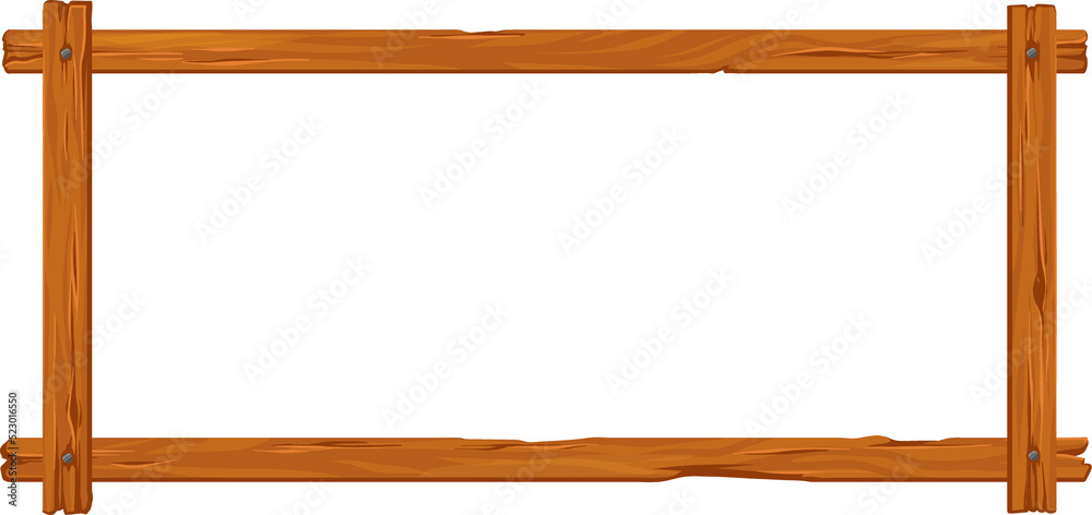Rectangle border frame of wooden sticks with nails Stock Illustration ...