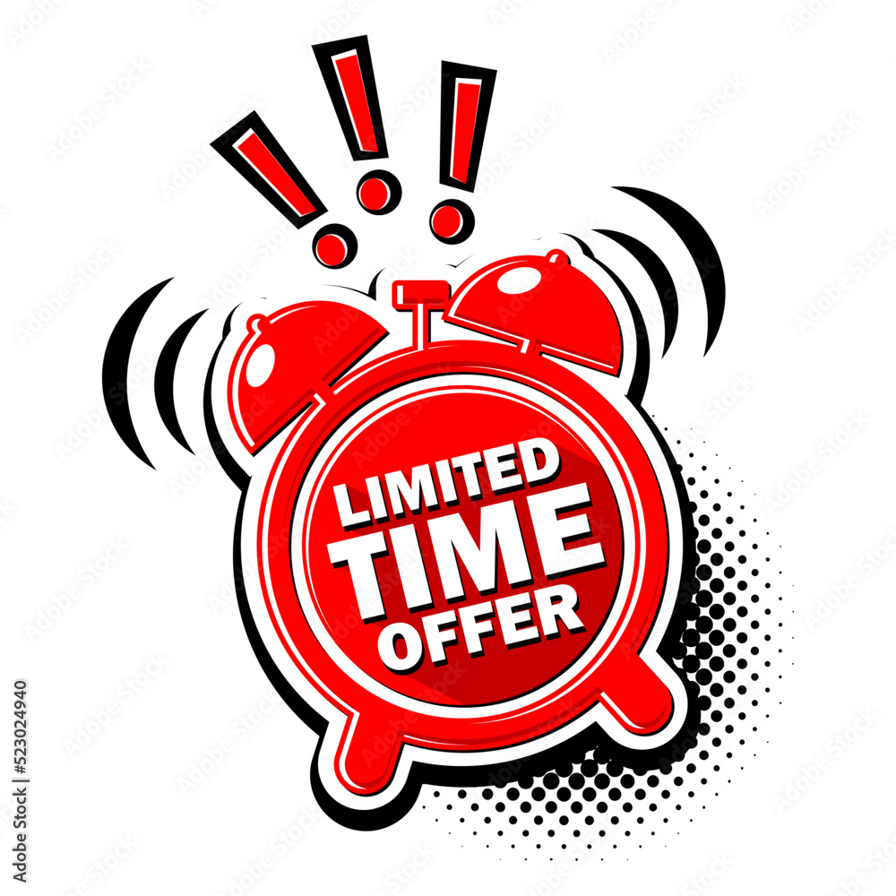 Limited time offer. Red template sticker. Vector on transparent ...