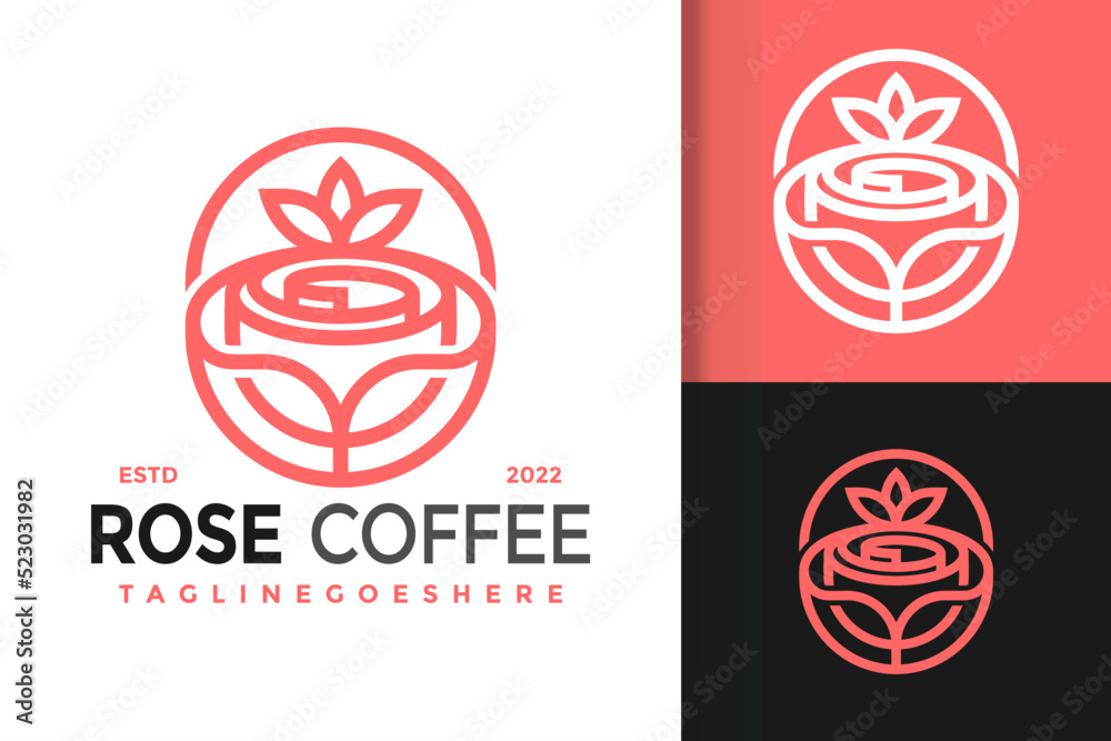 Rose Flower Coffee Logo Design, brand identity logos vector, modern ...