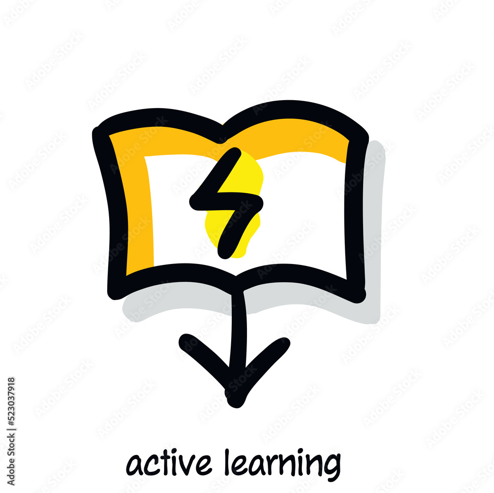 Active learning scribing, sketchnoting visual note icon. Minimal vector ...